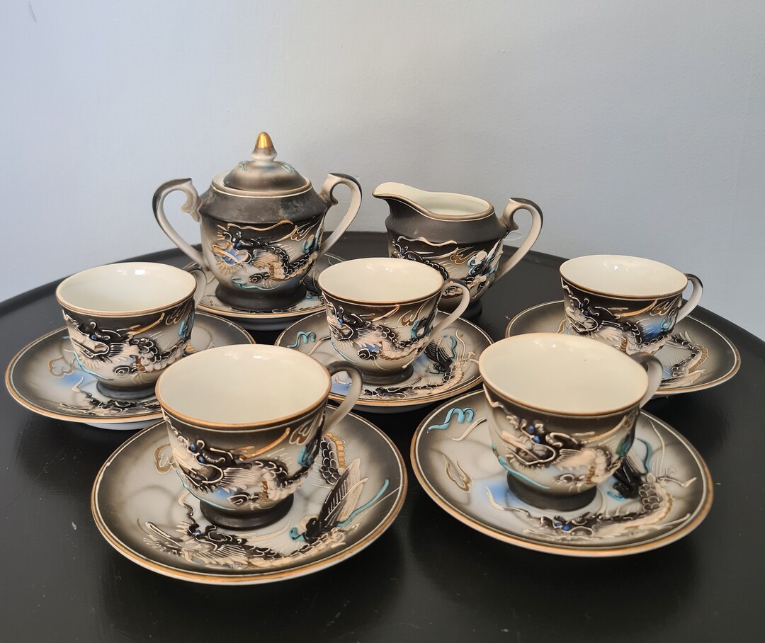 Vintage Japanese Moriage Dragonware Tea Set - Etsy