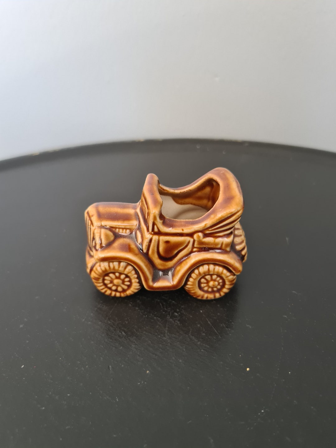 Vintage Brown Glazed Antique Car Toothpick Holder - Etsy