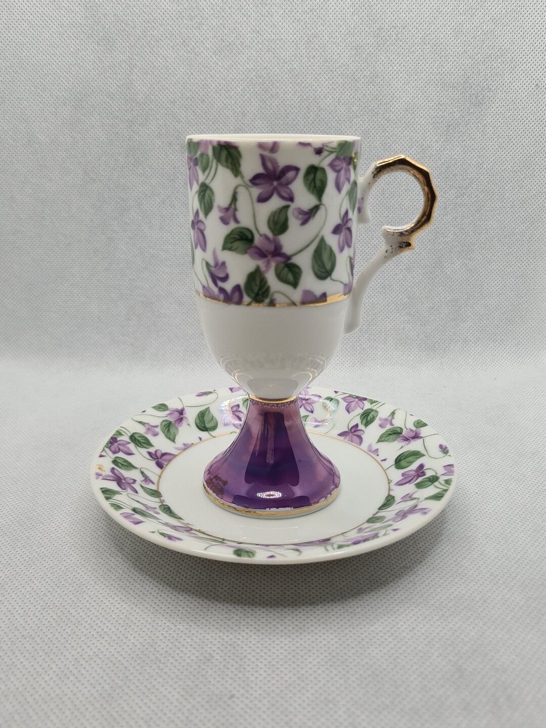 Vintage Inarco Violet Footed Cup and Saucer Set E5126 - Etsy