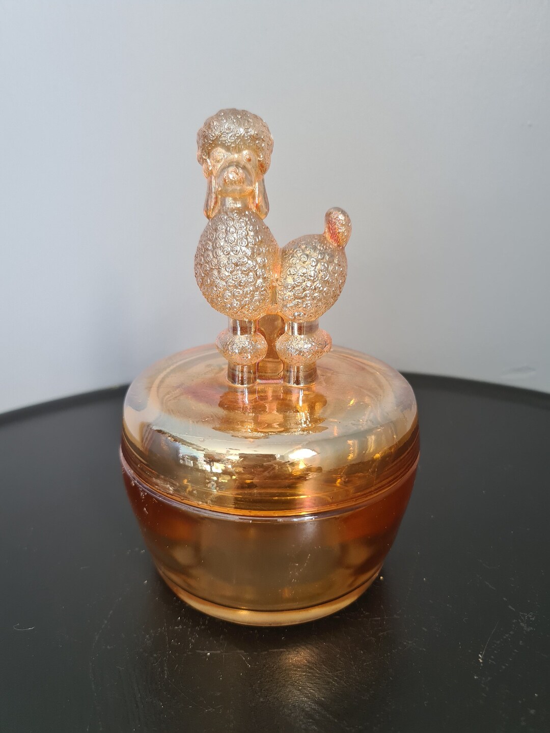 Vintage Jeanette Marigold Carnival Glass Poodle Powder Dish - Etsy
