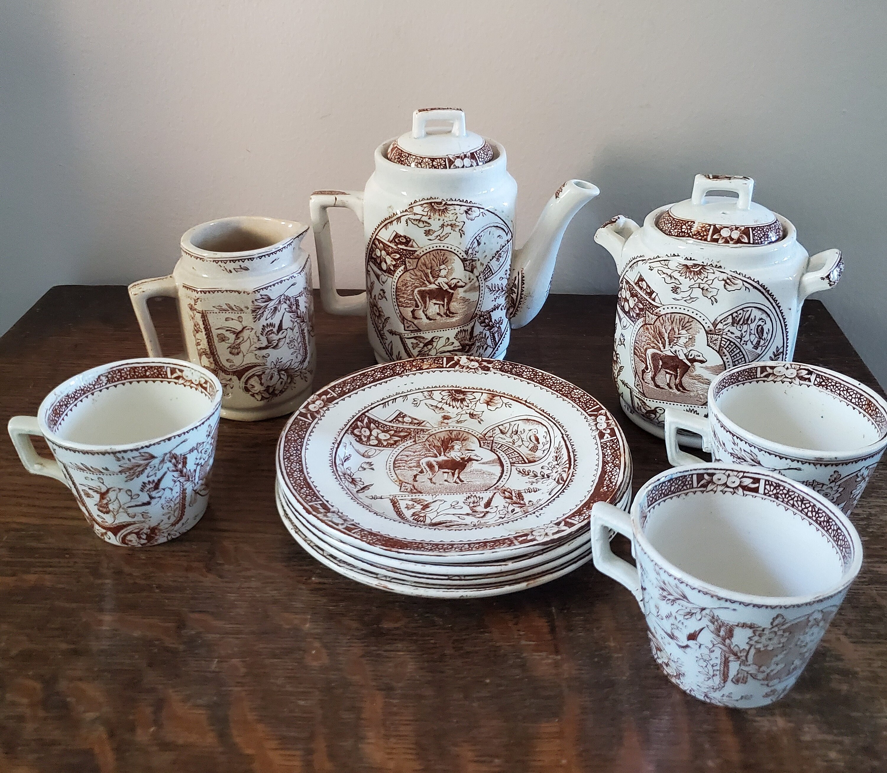 Polish Pottery Tea Set Brown