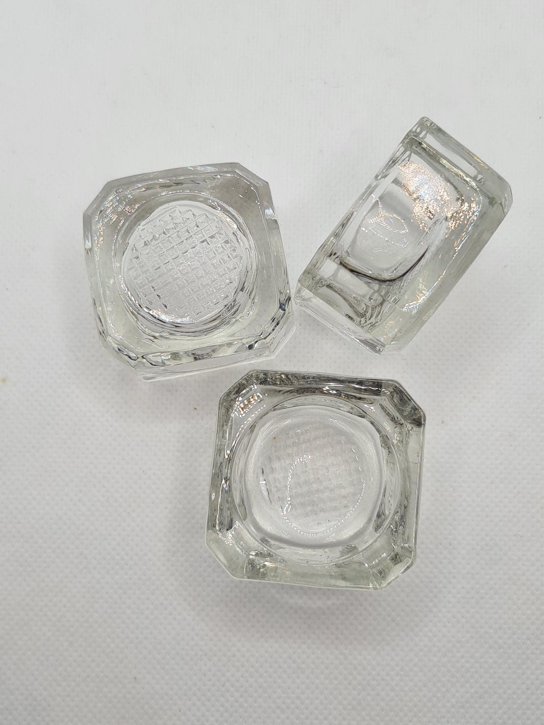 Vintage Clear Glass Square Salt Cellars - Set of 3 - Etsy