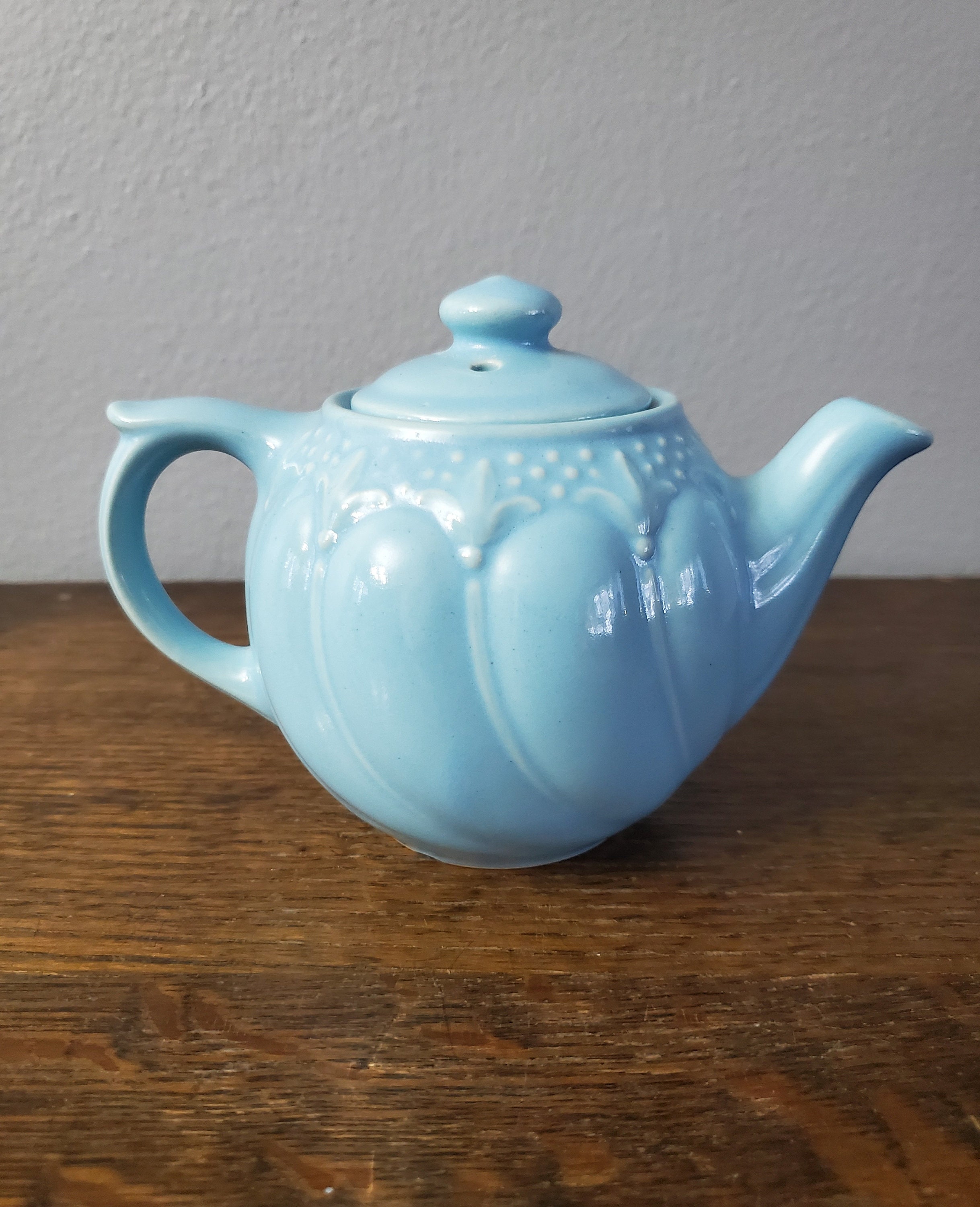 Vintage Small Aqua Blue Teapot - Etsy