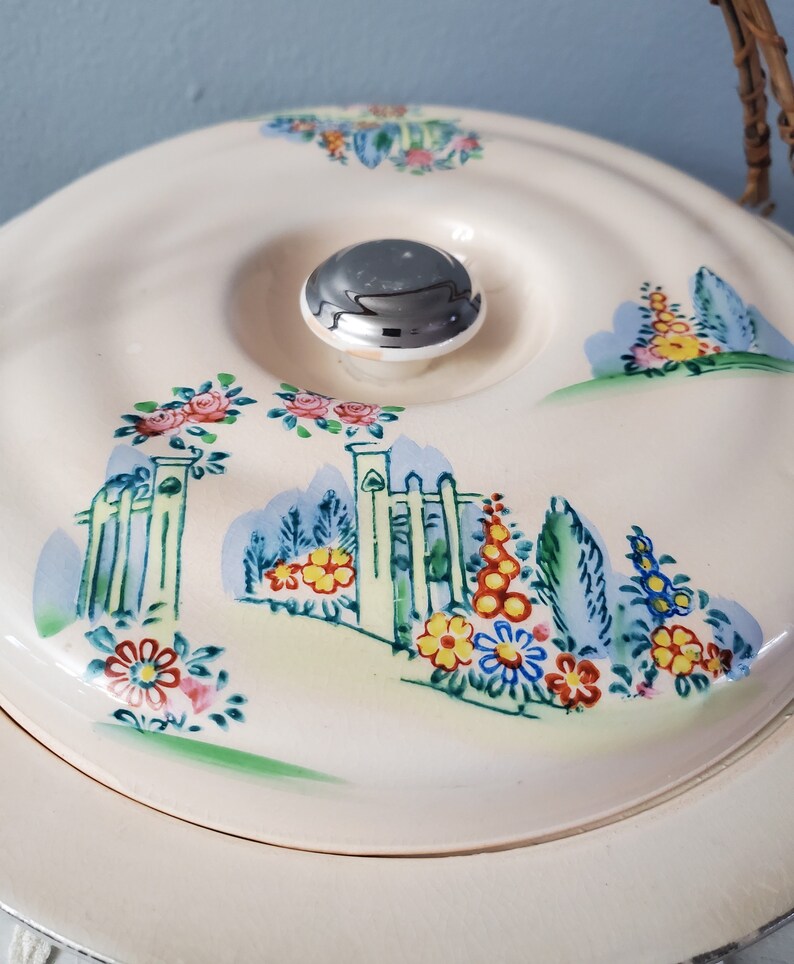 Vintage Mikori Ware Covered 3 Section Dish Floral Garden - Etsy