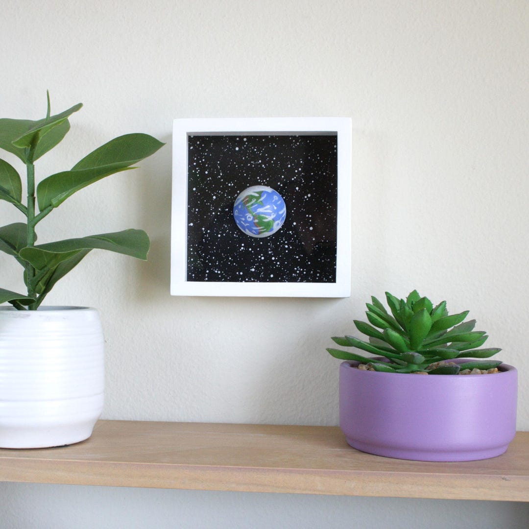 Planet Earth, 3D Acrylic Shadowbox Panting, Handmade Home Decor, Wall ...