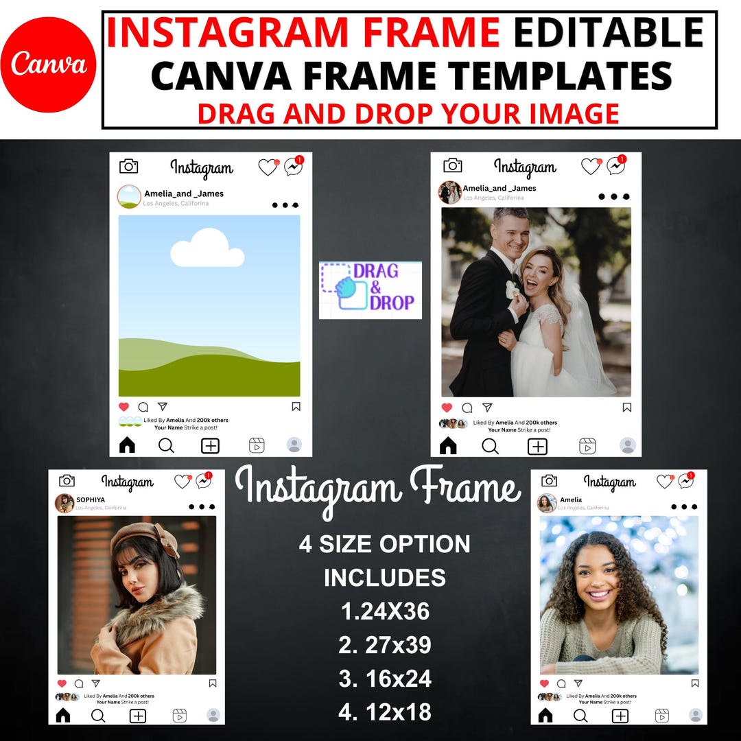 Instagram Frame Canva Template Instagram Frame for Photo Booth Wedding ...