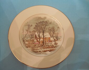 Winter Scene Plate | Etsy