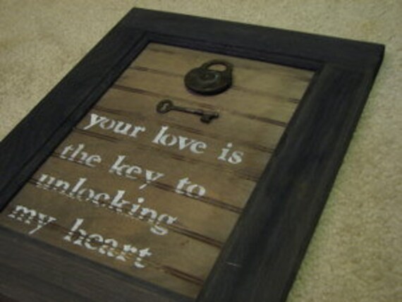 Items similar to vintage lock & key art with sweet quote on custom ...