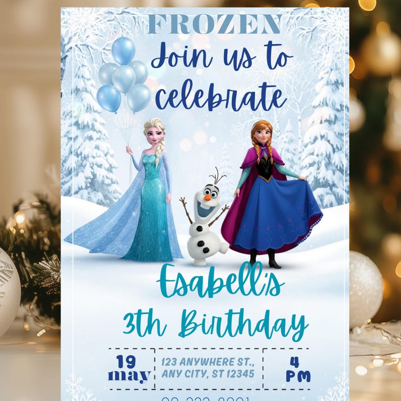 Frozen Birthday Invitation Editable Frozen Birthday Party Elsa & Anna ...