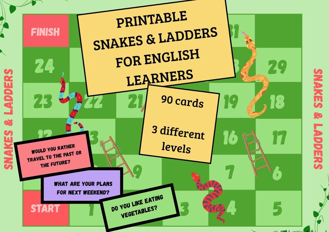 Snake & Ladders Game for English Students - Etsy