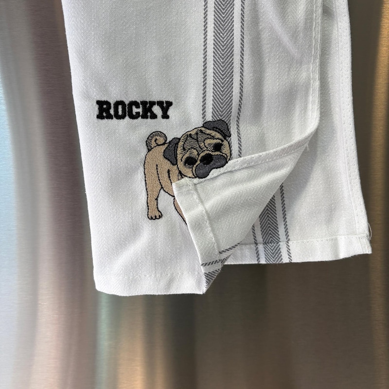 Embroidered Pug Hand Towels - Etsy