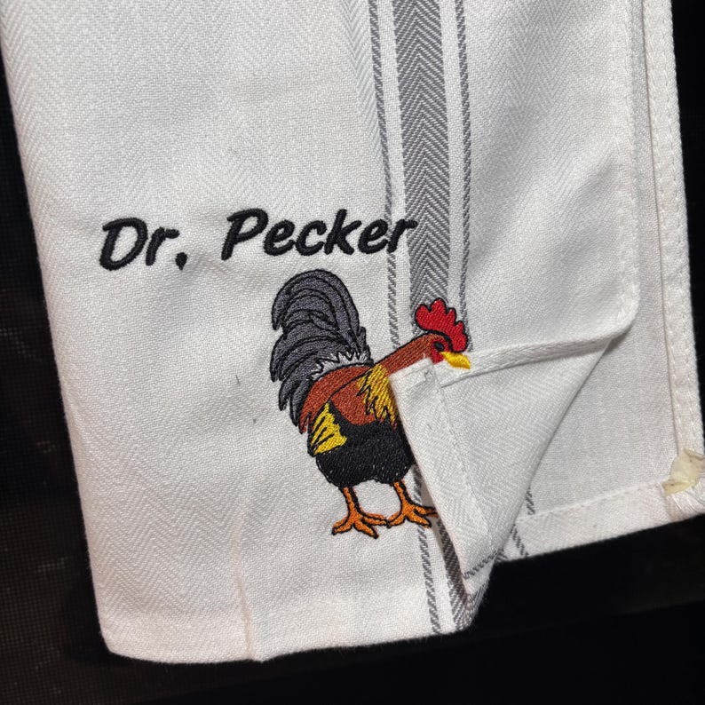 Custom Rooster on a Tea Towel, Embroidered Chicken on a Hand Towel, It ...