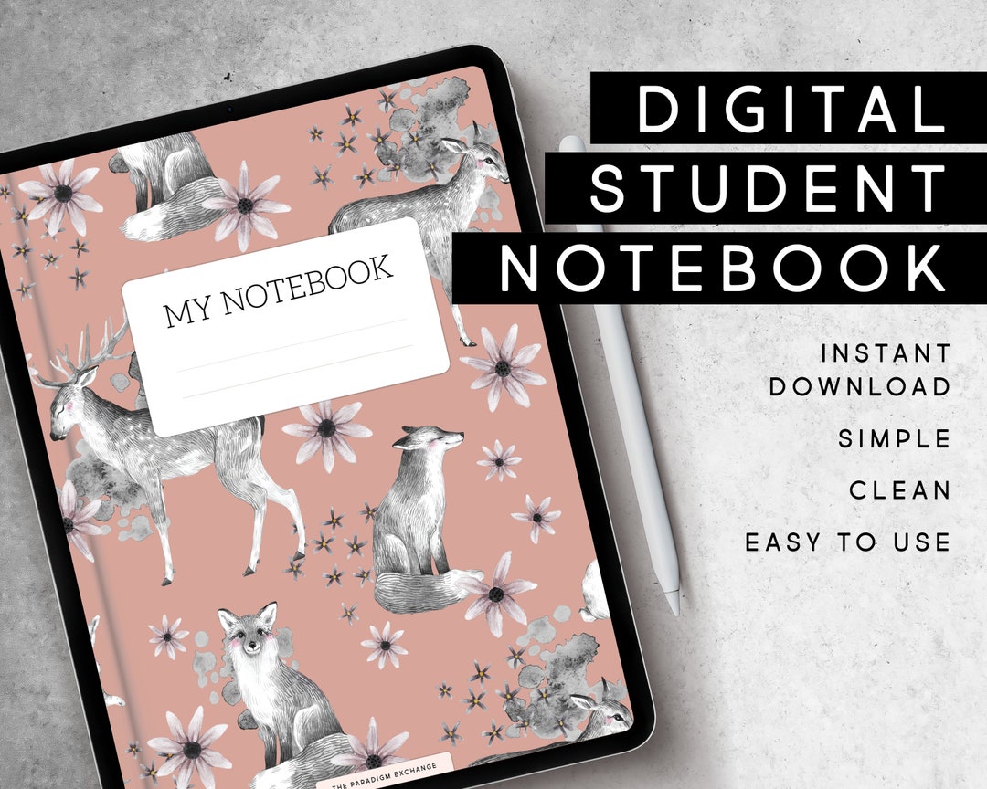 Digital Student 6-subject Notebook, Woodlands Animals, Goodnotes ...