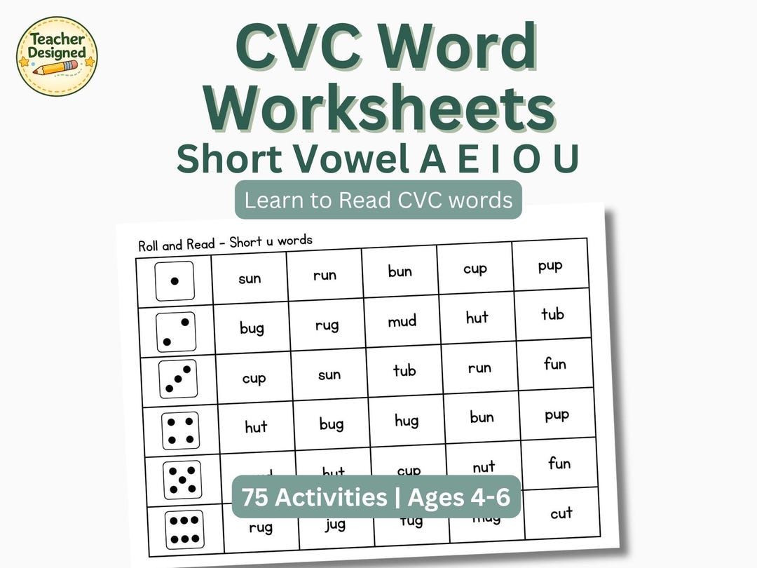Short Vowel Worksheets Bundle | CVC Words Phonics Activities ...