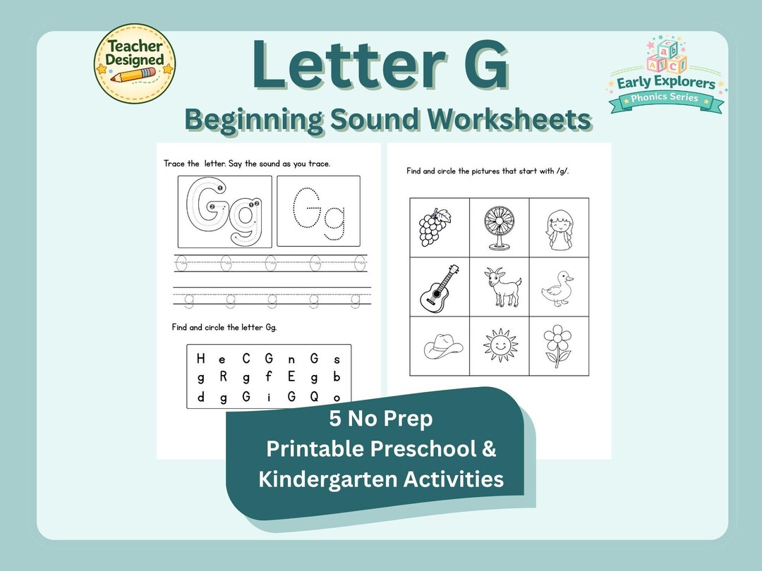 Letter G Worksheets Preschool, Beginning Sound Activities, Phonics ...