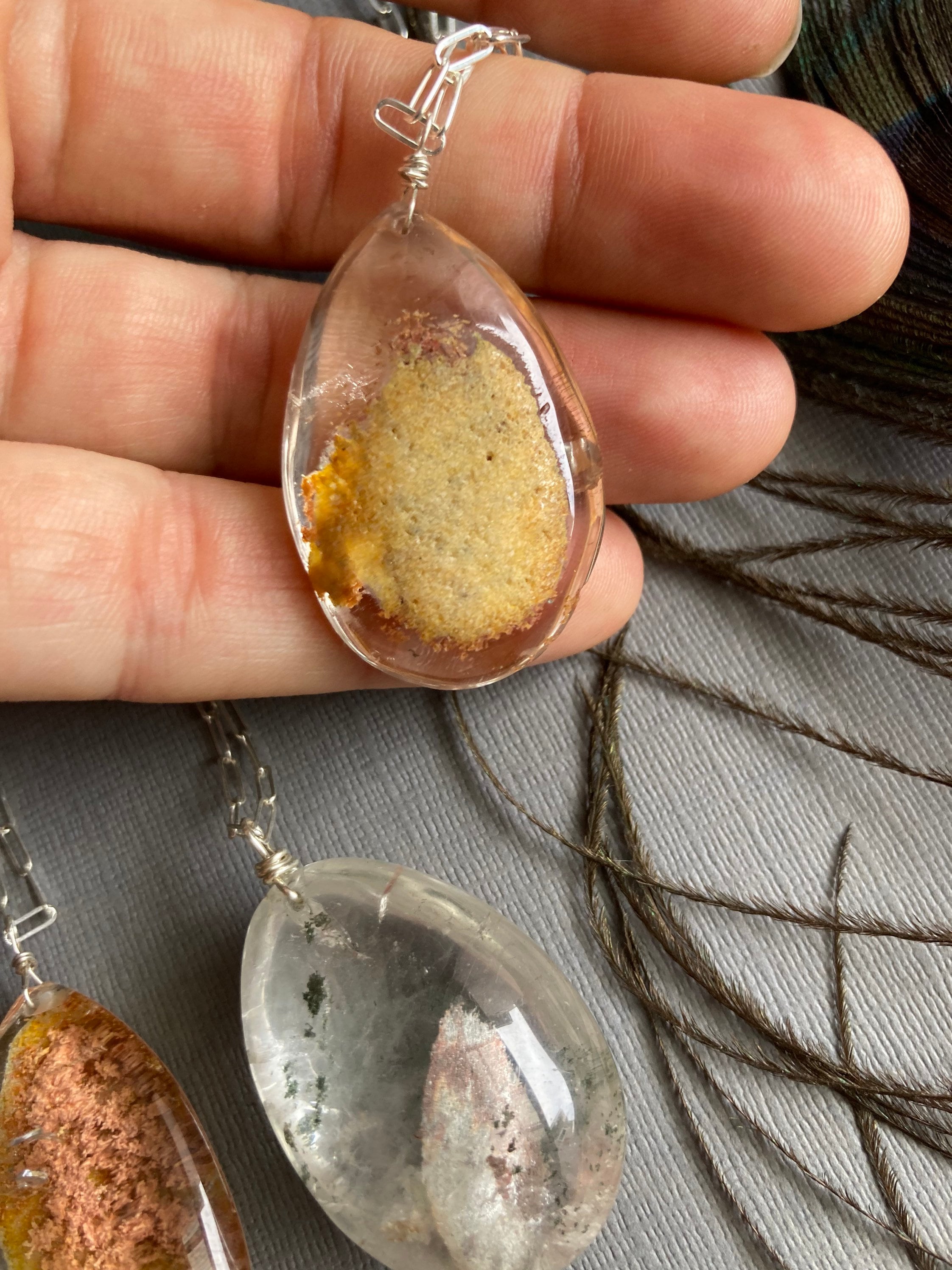 Large Phantom Quartz Pendant, "storm Loop" Women's Crystal Necklace ...