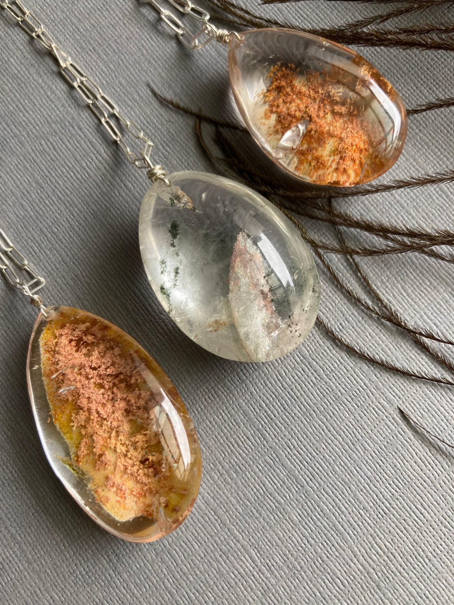 Large Phantom Quartz Pendant, "storm Loop" Women's Crystal Necklace ...