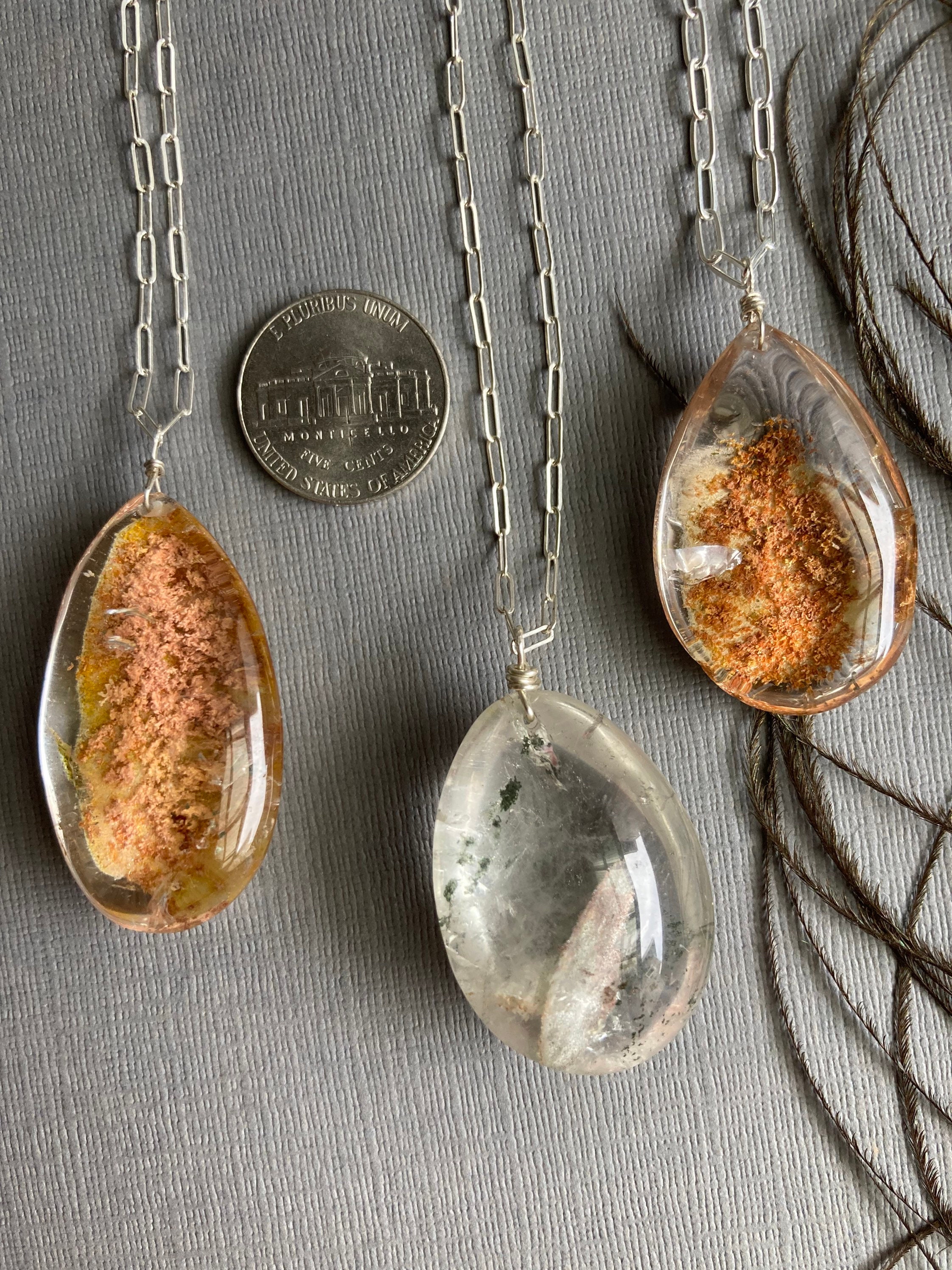 Large Phantom Quartz Pendant, "storm Loop" Women's Crystal Necklace ...