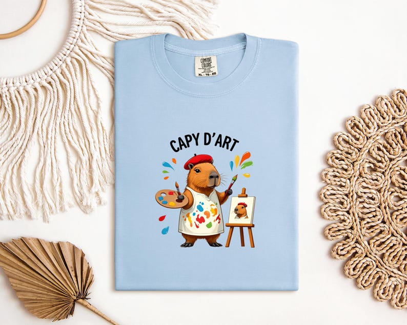 Capybara Artist Painting T-shirt, Creative Painter Graphic Design - Etsy