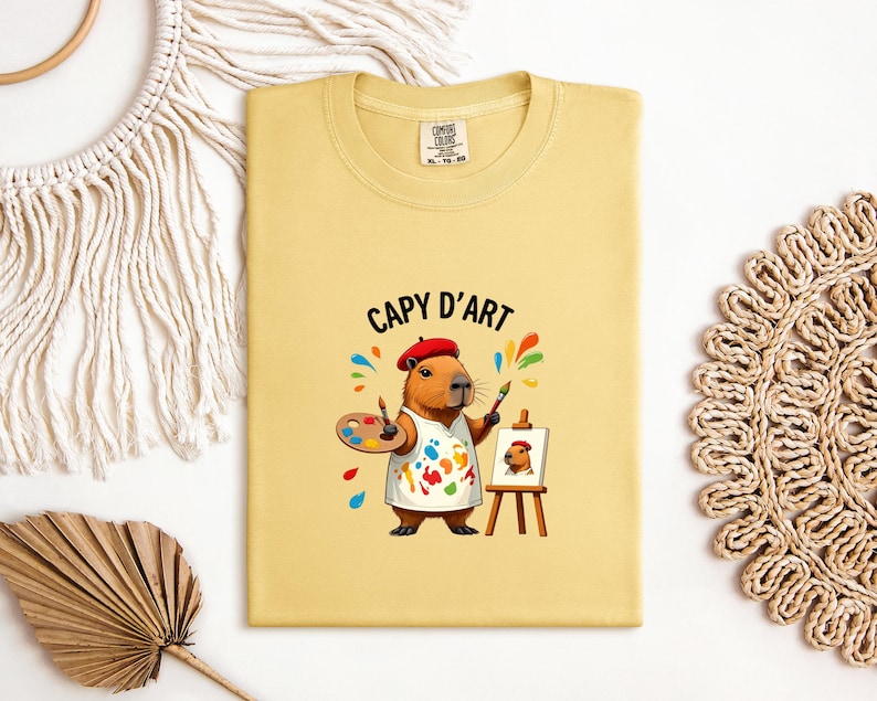 Capybara Artist Painting T-shirt, Creative Painter Graphic Design - Etsy