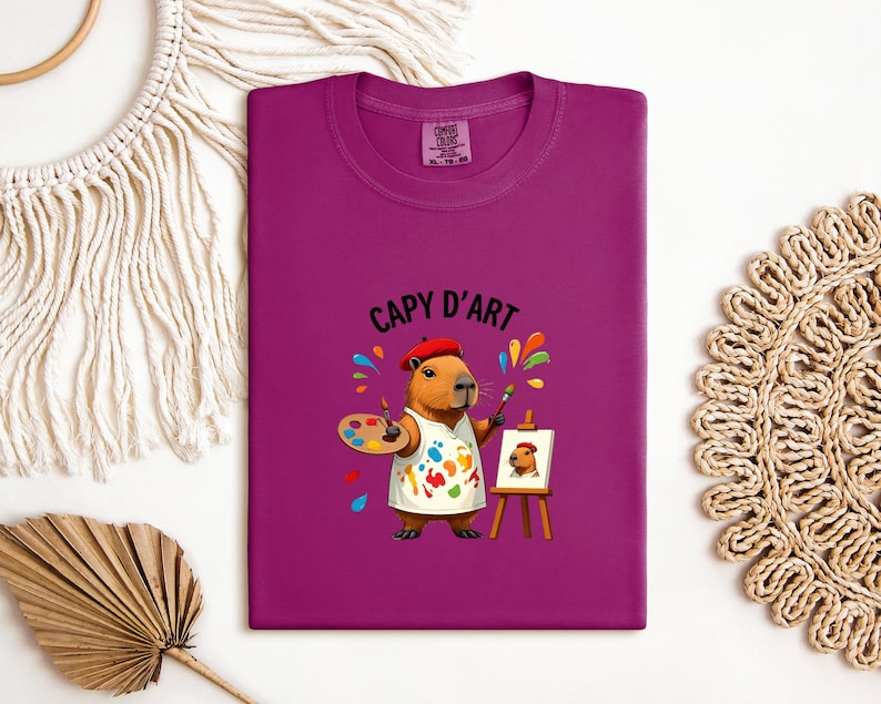 Capybara Artist Painting T-shirt, Creative Painter Graphic Design - Etsy
