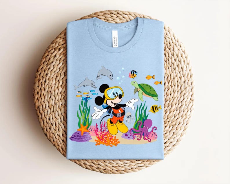 Mickey Mouse Scuba Diving Ocean Adventure Shirt, Beach Vacation Tee - Etsy