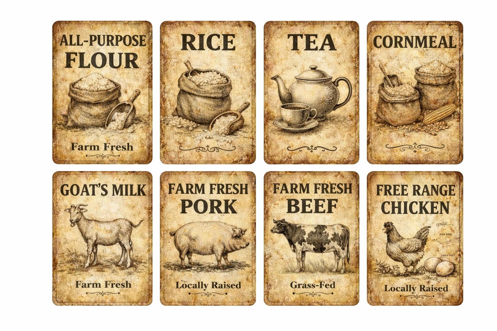 Vintage Farm Pantry Labels Printable, Rustic Homestead Kitchen Tags ...