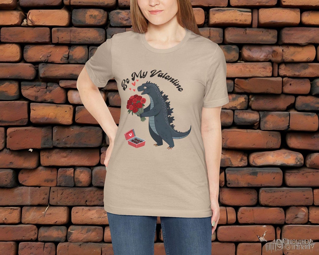Godzilla Be My Valentine Tee, Cute Valentine Shirt, Unisex Short Sleeve ...