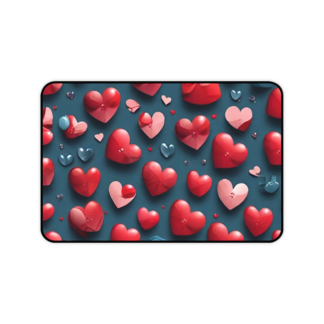 Valentine's Day Desk Mat, Hearts Desk Mat, Colorful Desk Mat ...