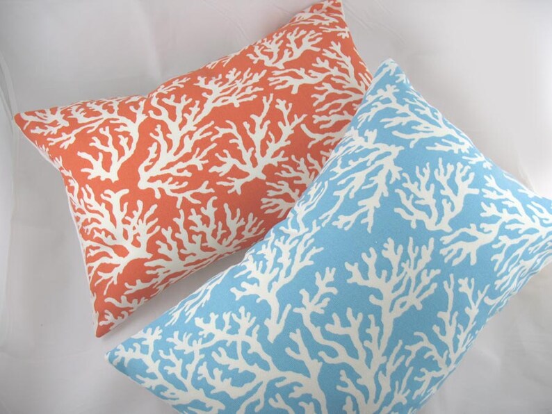 Aqua - Coral - Decorative Pillow Cushion Covers - Accent Pillow - Throw ...
