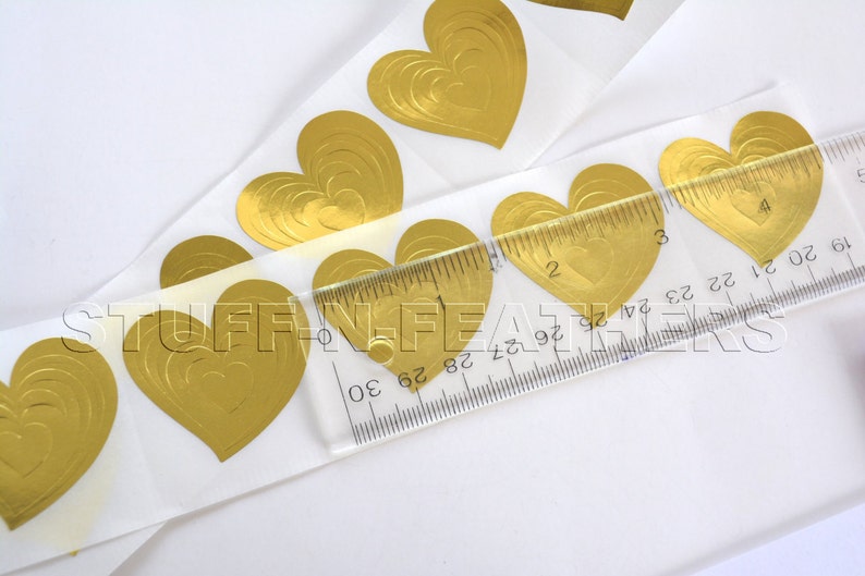 GOLD HEART Sticker Seals Embossed Metallic Foil Stickers - Etsy