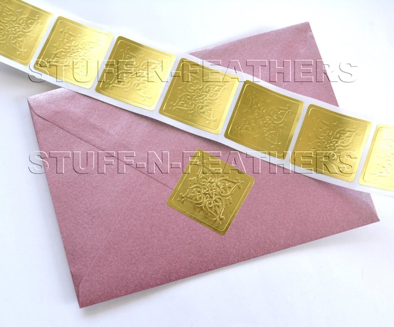 GOLD Square Sticker Seals Embossed Metallic Foil Stickers - Etsy