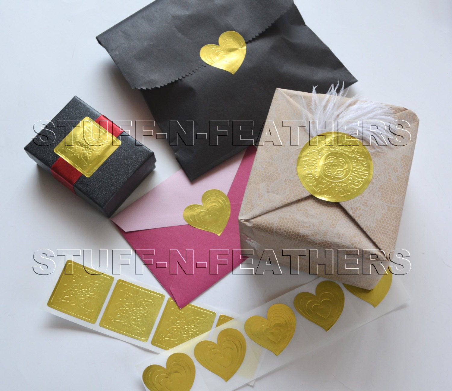 GOLD Square Sticker Seals Embossed Metallic Foil Stickers - Etsy
