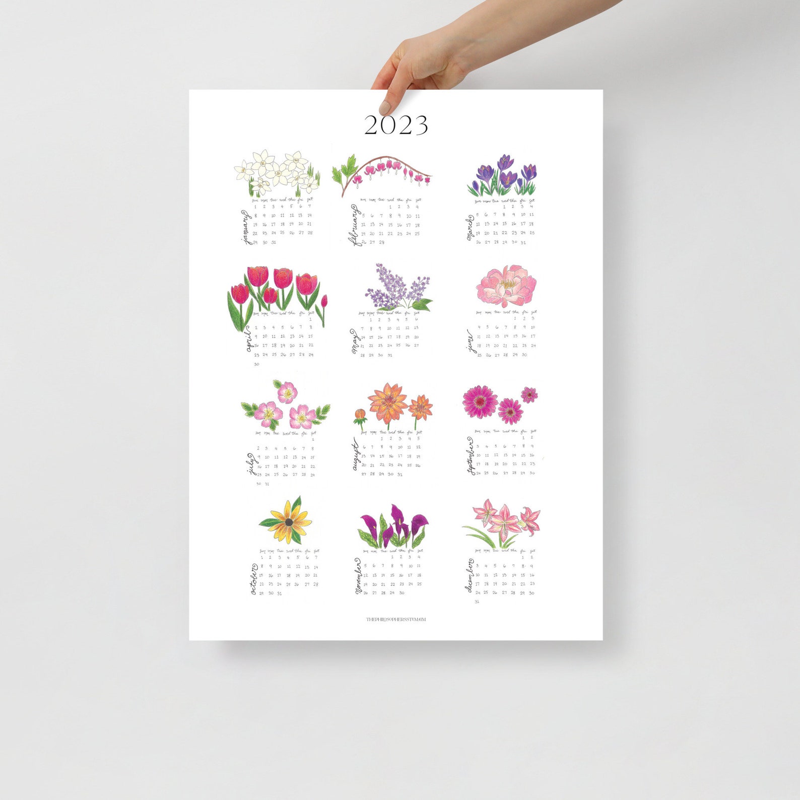 2023 Botanical Art Calendar Annual Wall Calendar Floral - Etsy