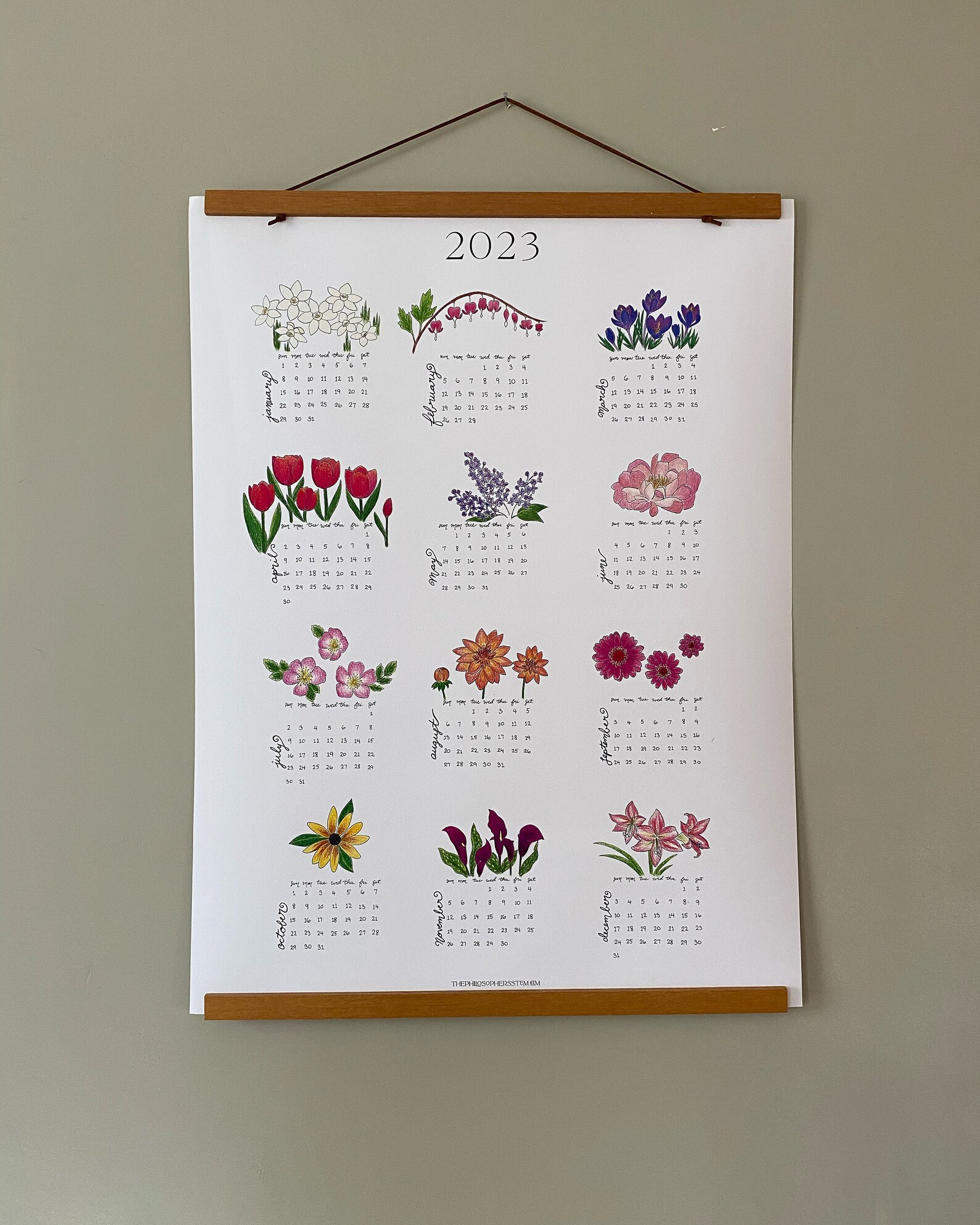 2023 Botanical Art Calendar Annual Wall Calendar Floral - Etsy