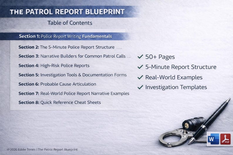 Police Report Writing Guide | Patrol Narrative Templates, PC Examples ...