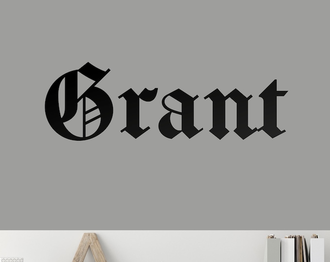 Personalized Custom Name, Old English Font Wall Decal, Wall Art Decor ...