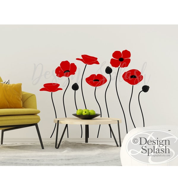 Poppy Flower Wall Decal - Etsy
