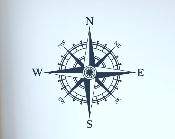 Vinyl NAUTICAL COMPASS Rose 2 Wall Decal S-112 - Etsy