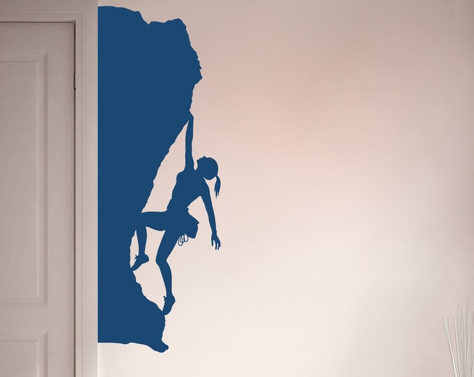 Female Rock Climbing Wall Decal, Interior Design, Outdoor Extreme ...