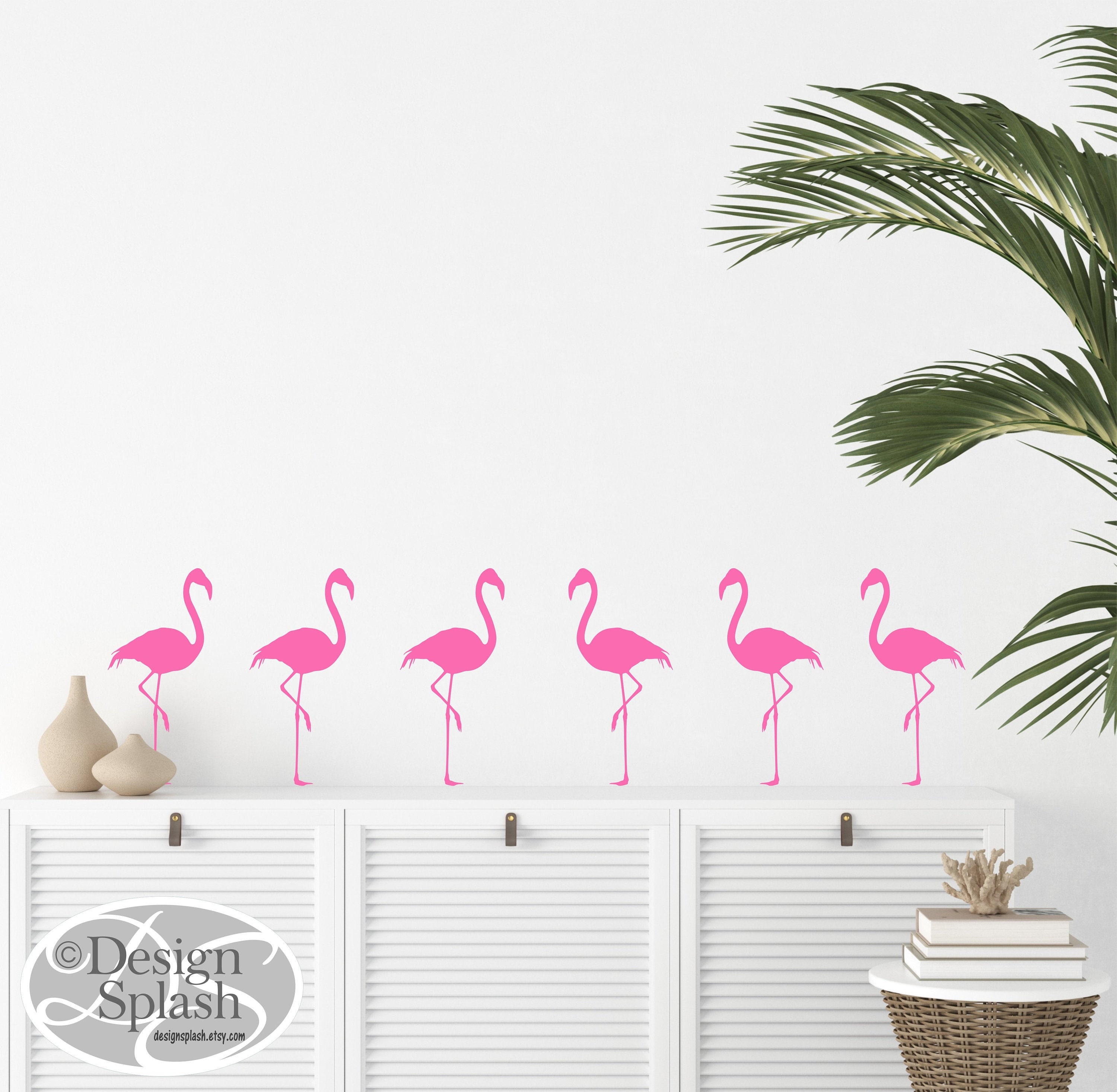 Flamingo Wall Decals Set of 6 Tropical Bird Art Nature Wall | Etsy