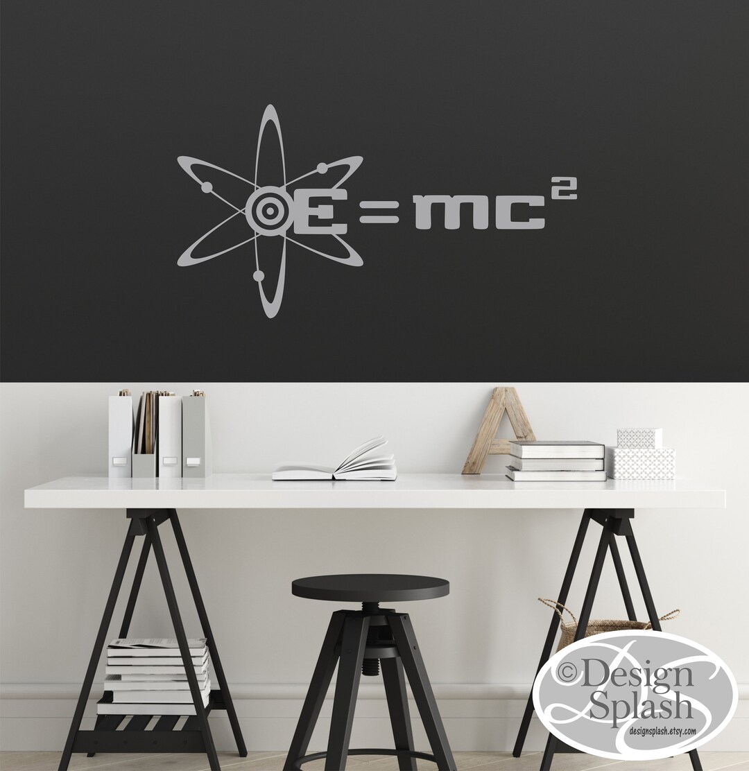Vinyl Wall Decal ATOMIC Symbol EINSTEINS Formula Theory of Relativity S ...