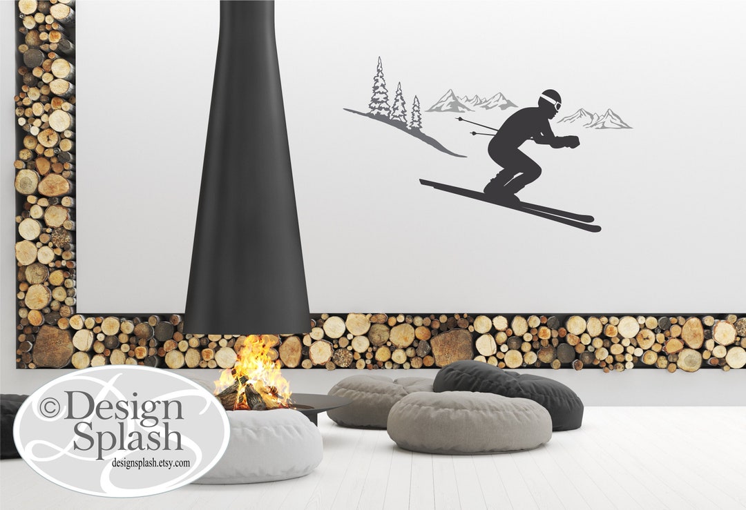 Male Skier Wall Art Decal SP-147 - Etsy