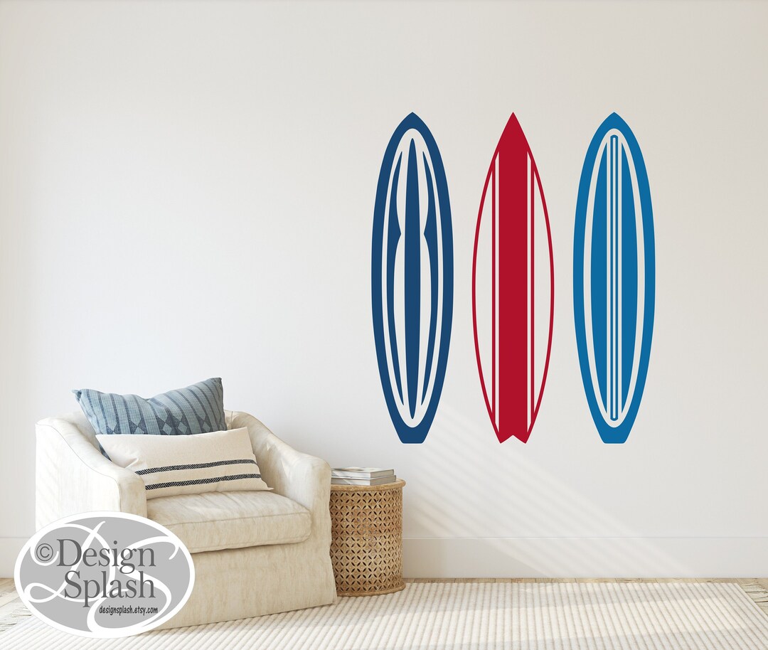 Surfboard Decal, Surfing Sticker, Beach Decor, Surfer Wall Art, Kid's ...