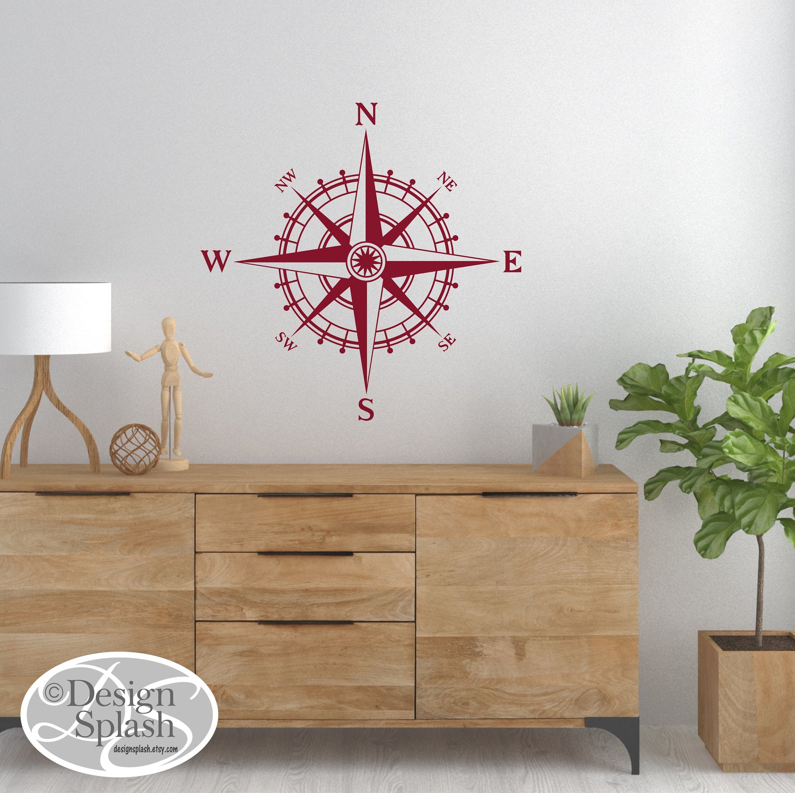 Vinyl NAUTICAL COMPASS Rose 2 Wall Decal S-112 | Etsy