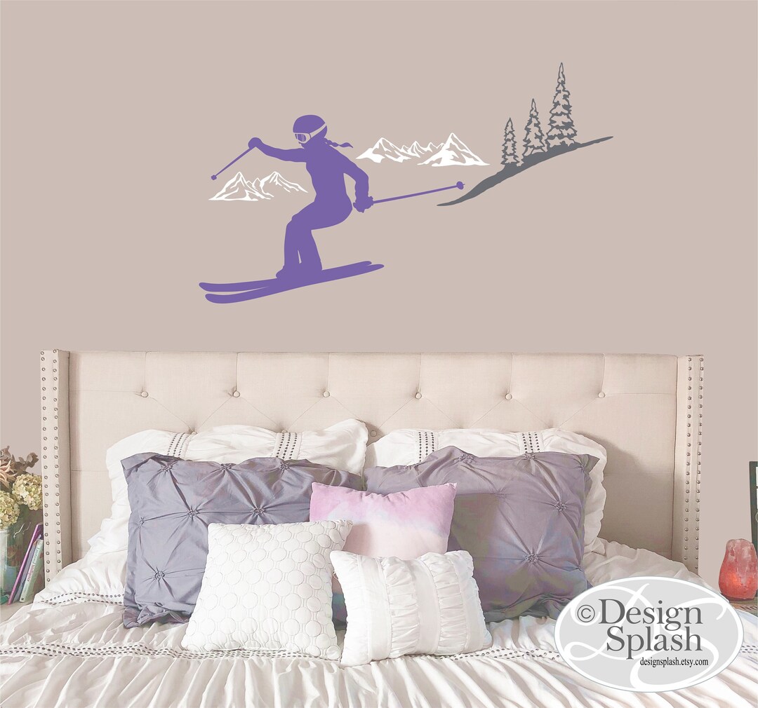 Female Skier Wall Art Decal SP-139 - Etsy