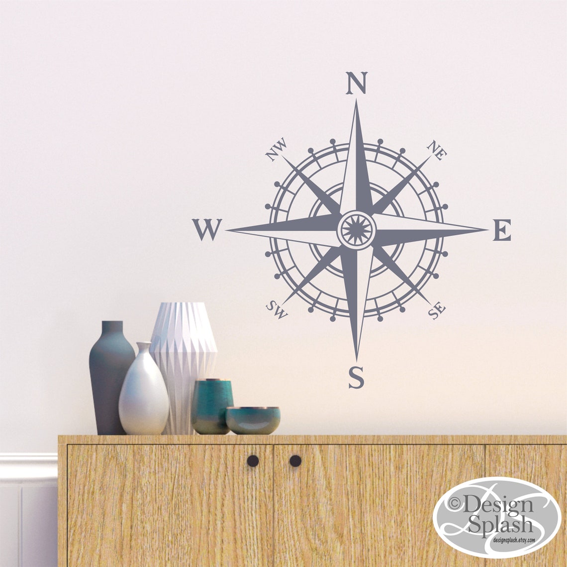 Vinyl NAUTICAL COMPASS Rose 2 Wall Decal S-112 | Etsy