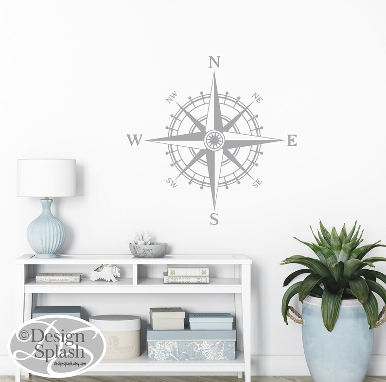 Vinyl NAUTICAL COMPASS Rose 2 Wall Decal S-112 | Etsy