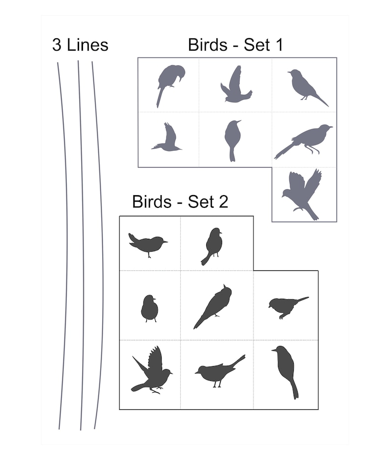 Birds on a Line Vinyl Wall Decal Set A-112 - Etsy Canada