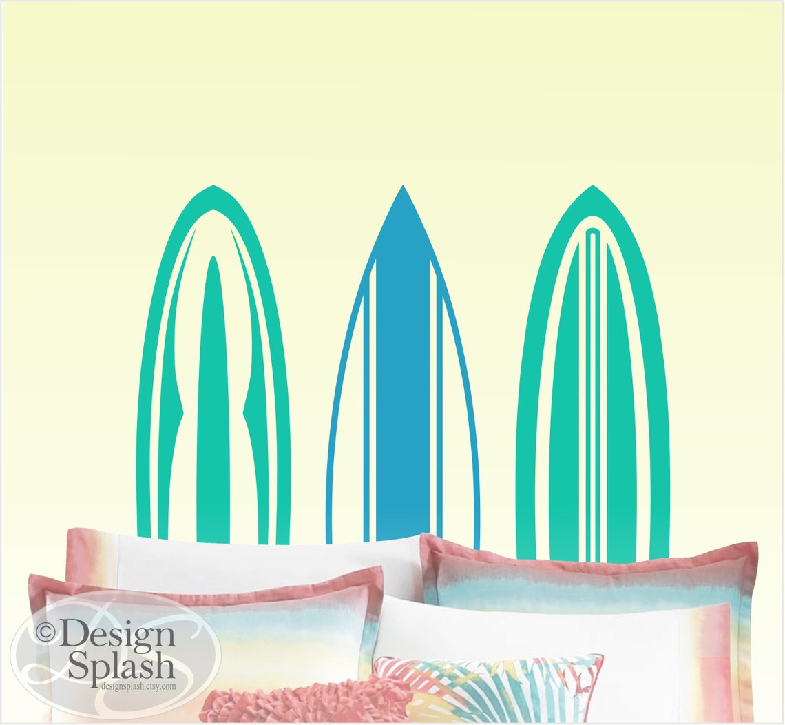 Surfboard Decal Surfing Sticker Beach Decor Surfer Wall - Etsy